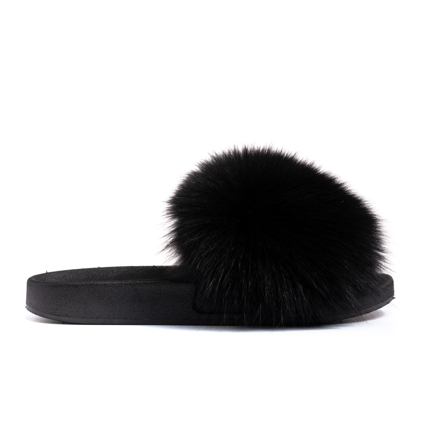 Fox Fur Slides | Real Fox Fur Slides – Confetti Boutique