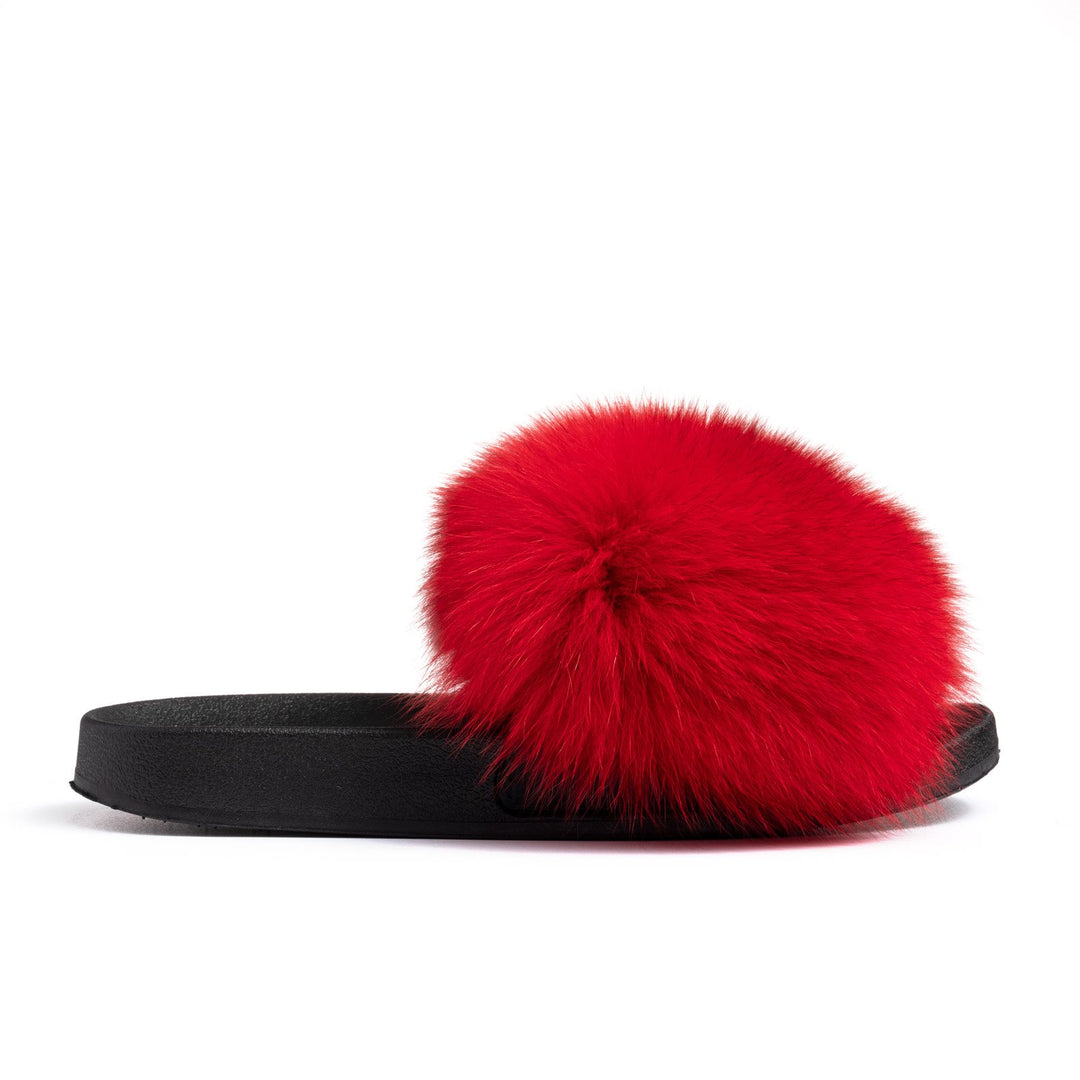 Fox Fur Slides | Real Fox Fur Slides – Confetti Boutique